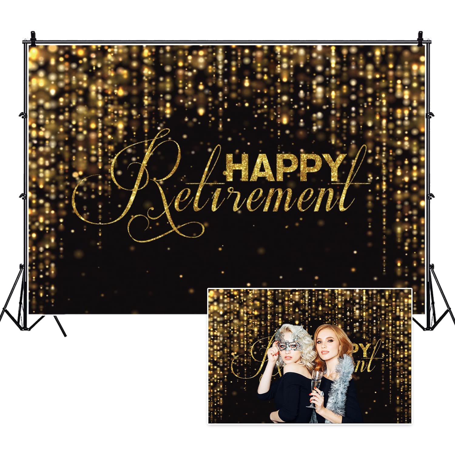 Amazon.com : DORCEV 10x8ft Happy Retirement Photography Backdrop Luxury ...
