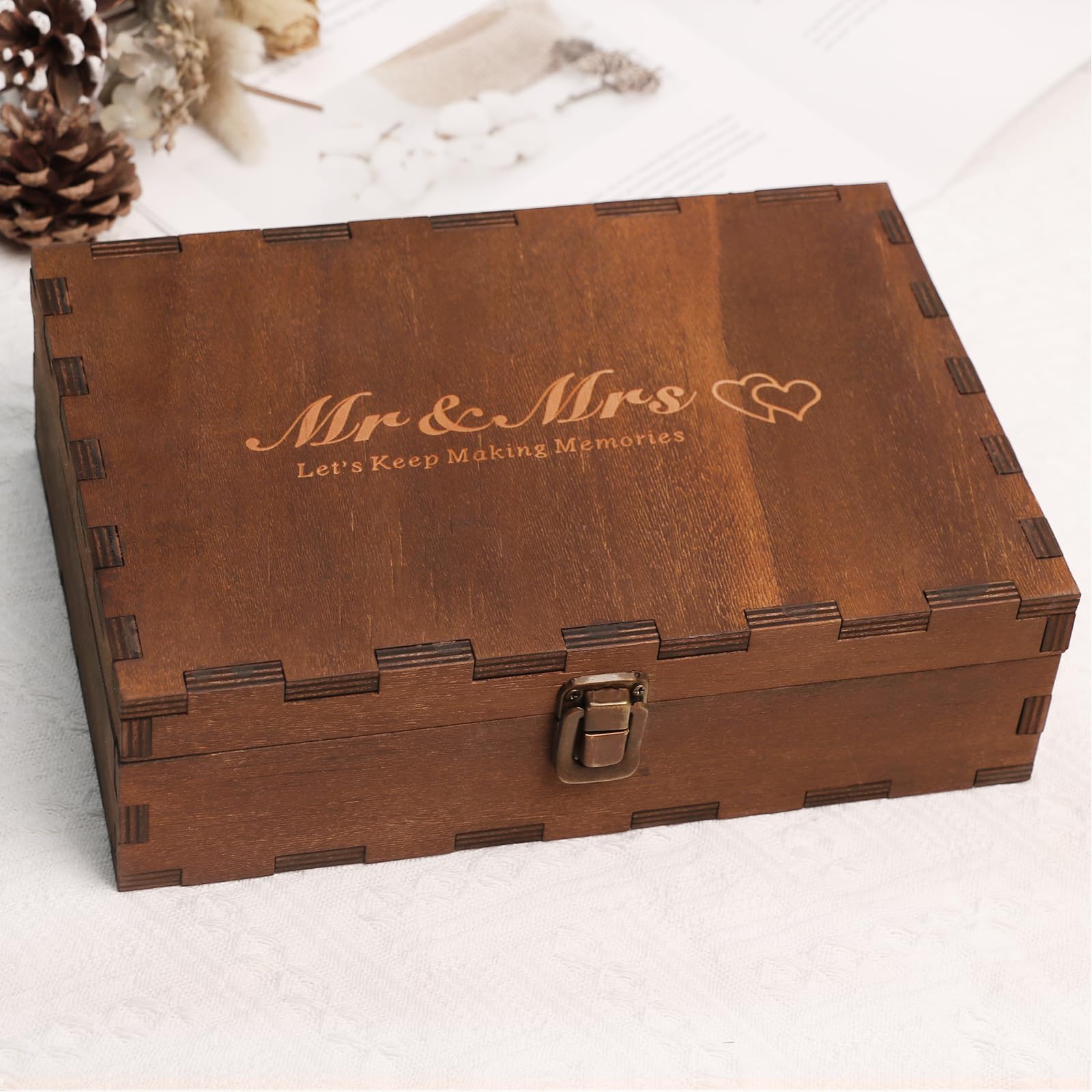 Amazon.com: Wedding Gifts Keepsake Box With Lid - Wood Wedding Memory Storage Box - Bridal ...