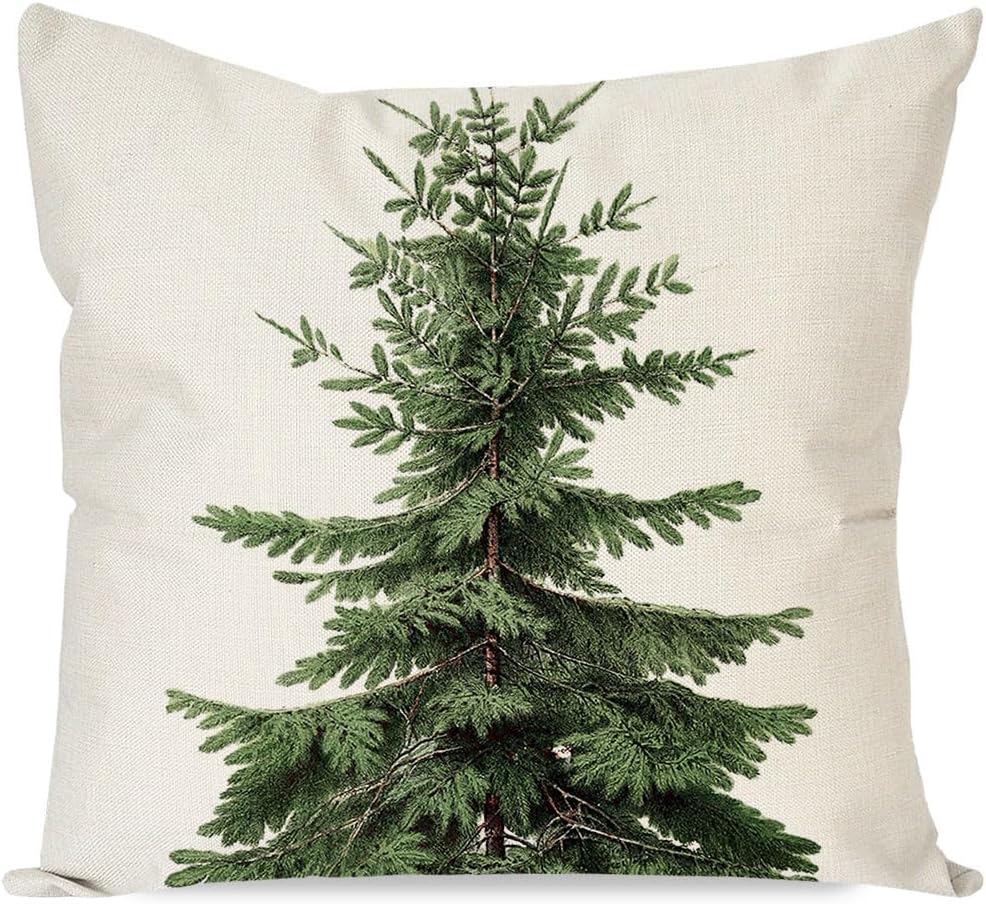 Amazon.com: HERHOME Christmas Tree Pillow Covers 18x18 Inch Green Pine ...