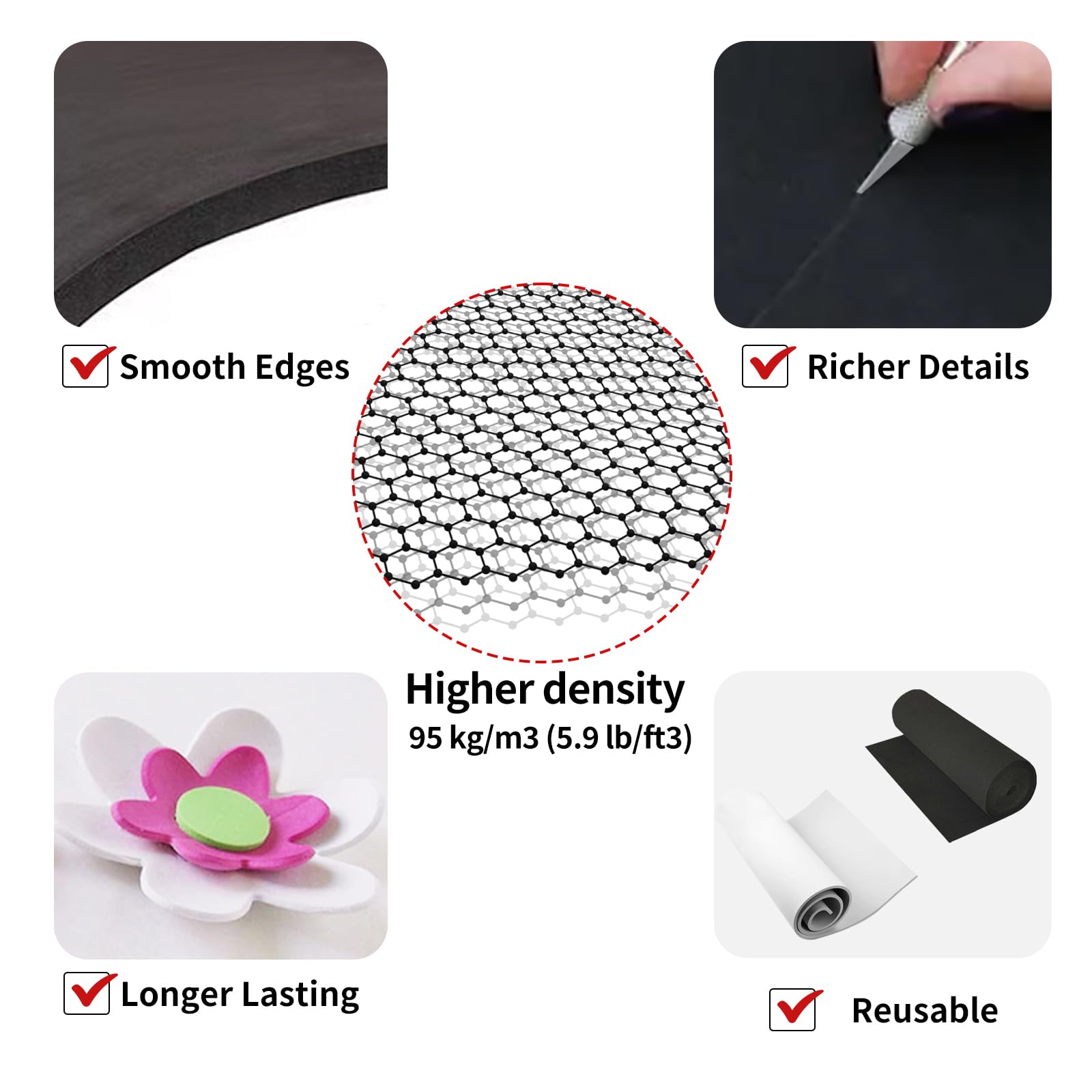 Snapklik.com : Zzrywuty EVA Foam Sheets For Crafts 4mm 59x13in, Black ...