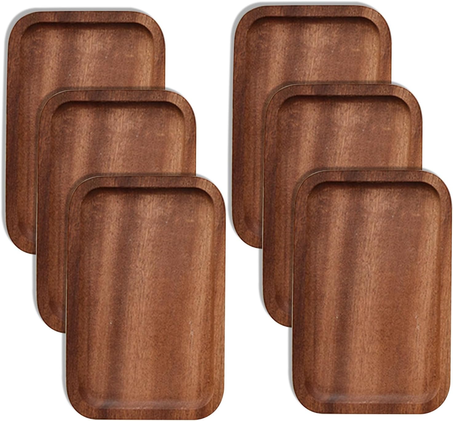 Amazon.com | 6 Pack Solid Wood Serving Platters and Trays of Natural ...
