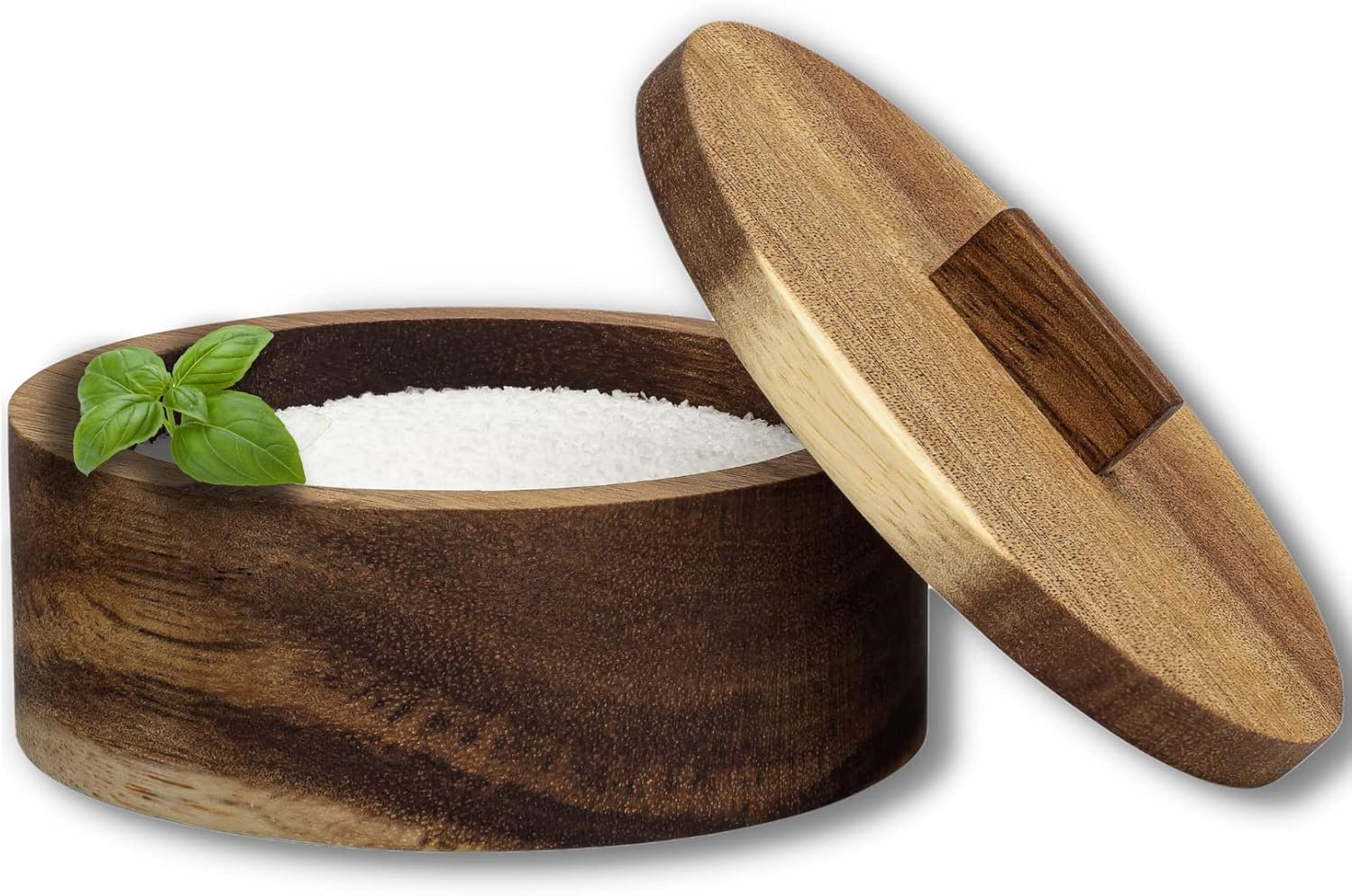 Amazon.com: Small Salt Cellar with Lid - Acacia Wooden Salt Box with ...