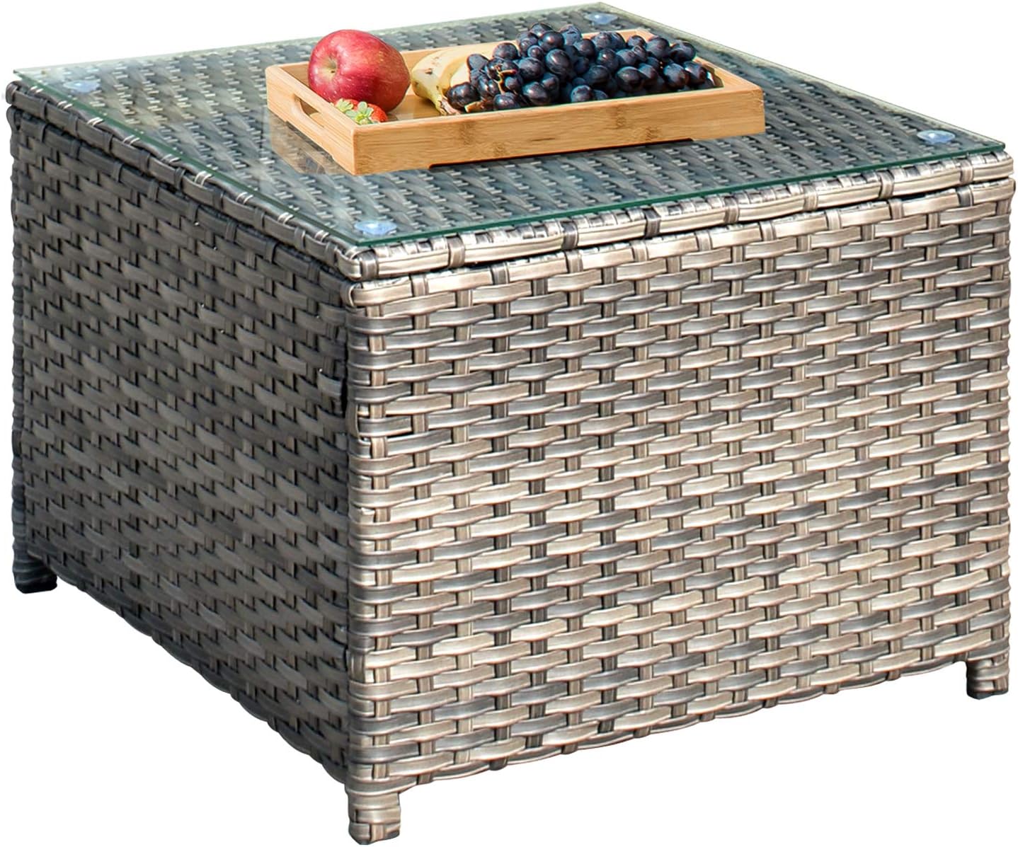 Amazon.com : XIZZI Patio Furniture Table Outdoor Table with Glass Top ...