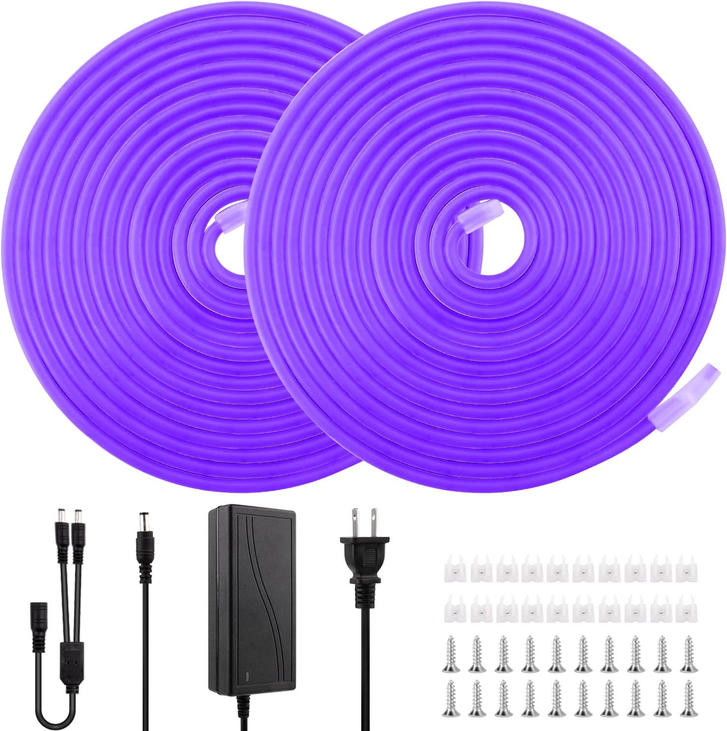 iCreating UV LED Neon Light 32.8ft Black Light Neon Rope Lights 12V ...