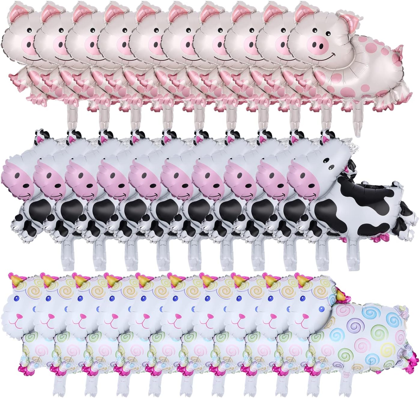 Amazon.com: 30Pcs Small Pig Sheep Cow Balloons Mini Animal Mylar ...