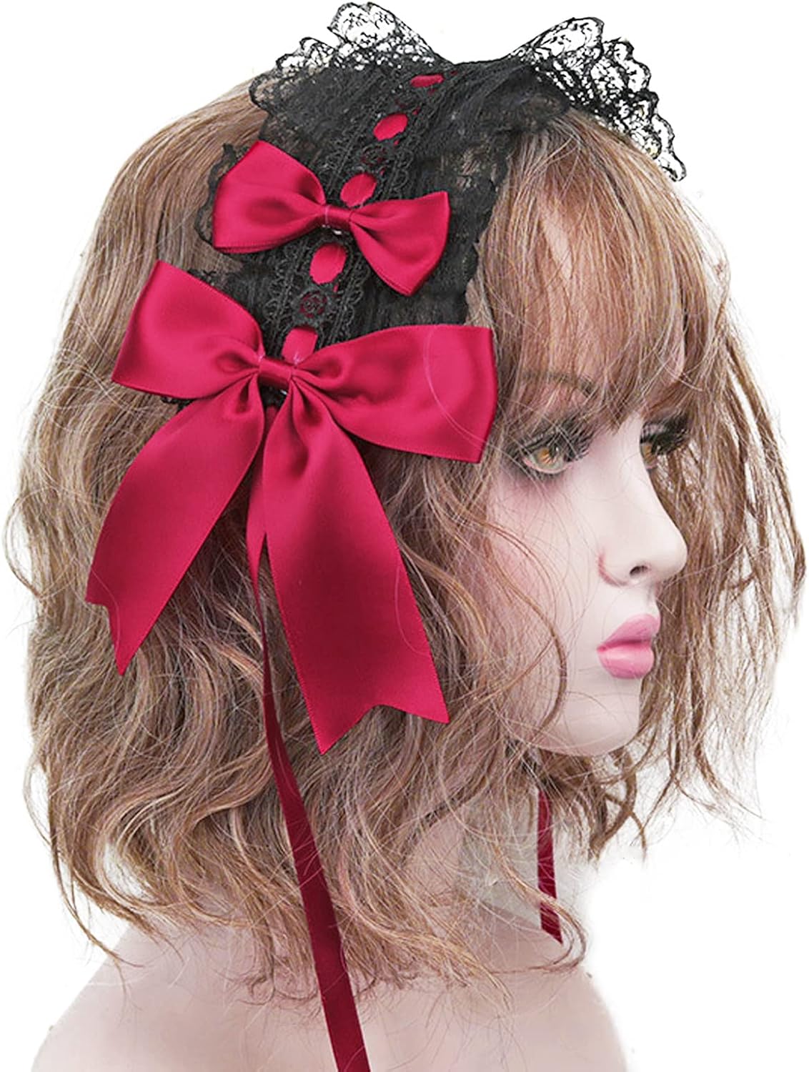 Amazon.co.jp: Sitengle ヘッドドレス ロリータ ゴスロリ 髪飾り ヘアアクセサリー カチューシャ レース リボン 蝶結び ヘアクリップ付き かわいい キュート メイド ...