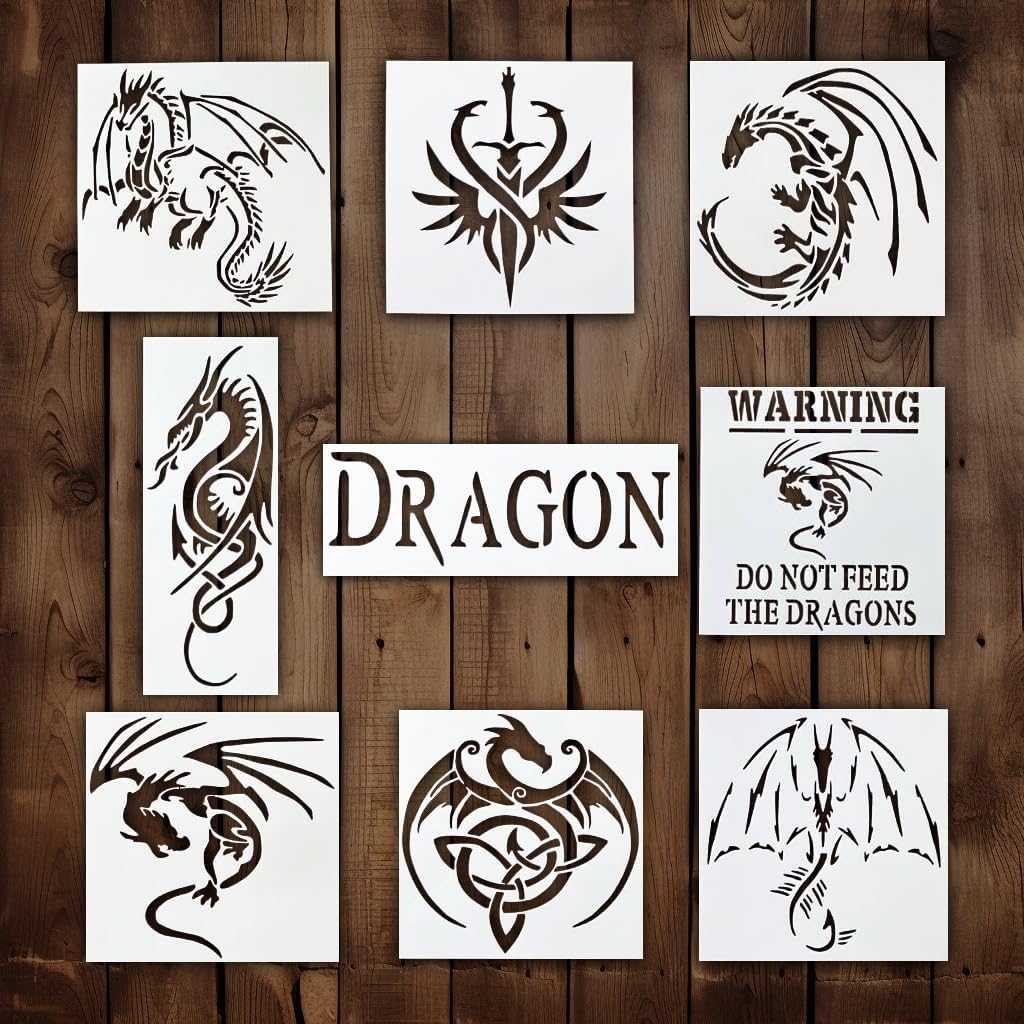 Amazon.com : Dragon Stencil - Mylar Stencils, Dragons Stencil, Dragon ...