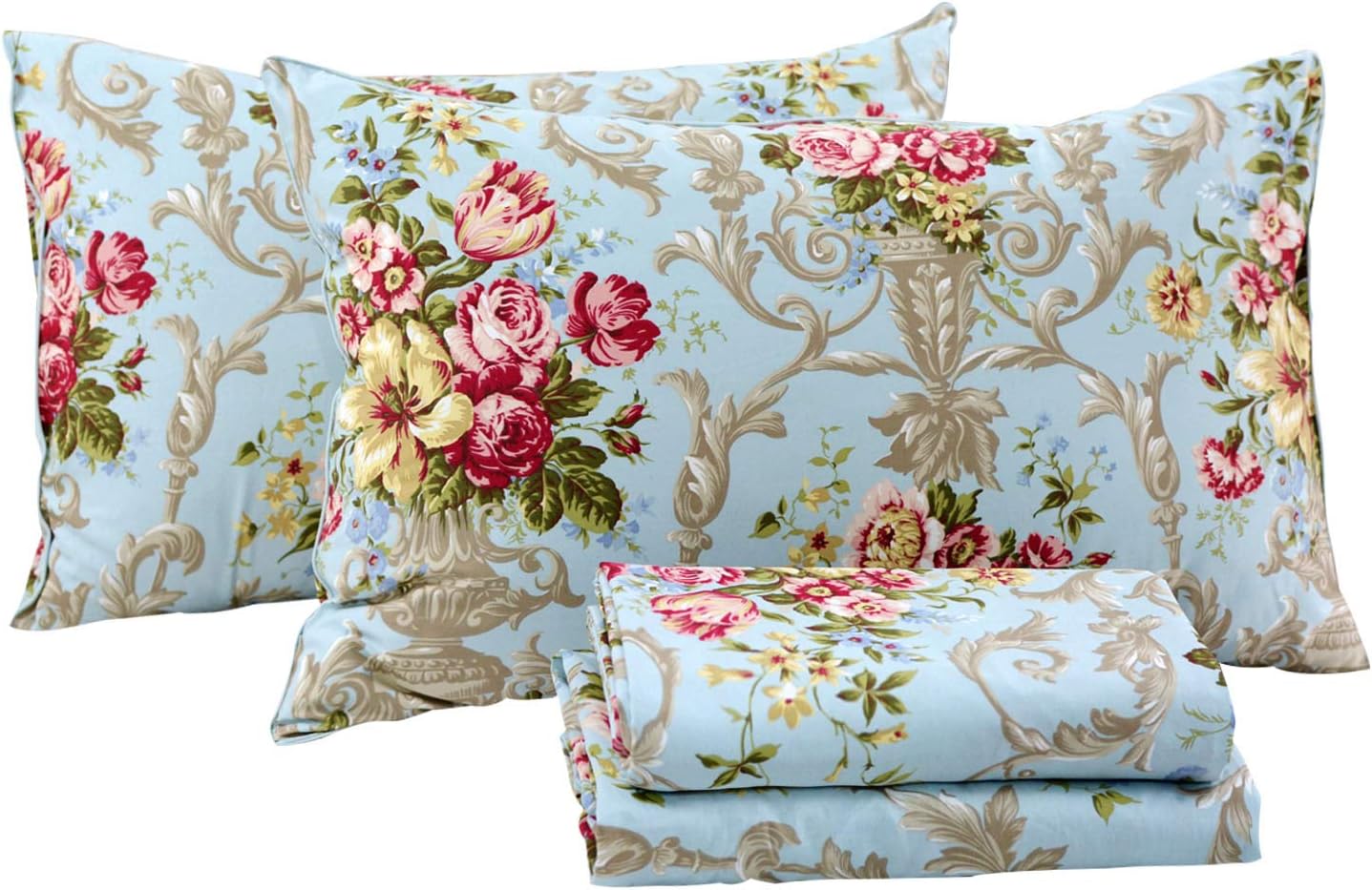 Amazon.com: QSH Floral Queen Size Sheet Sets - Luxury Peony Flower ...