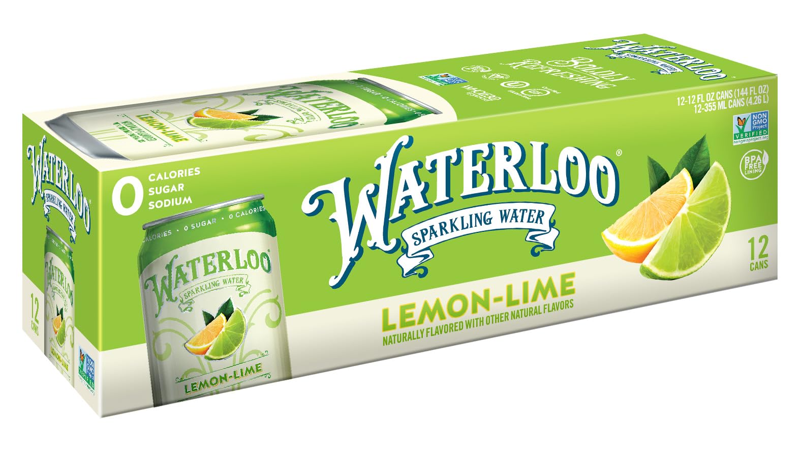 Waterloo Sparkling Water, Lemon-Lime Naturally Flavored, 12 Fl Oz Cans, Pack of 12 | Zero ...