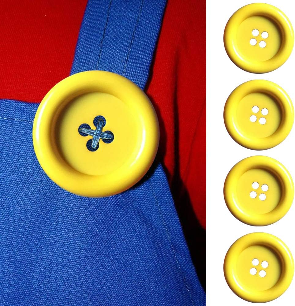 iZoeL 4 Yellow Buttons + 2 mustaches for Super Mario Luigi Costume ...