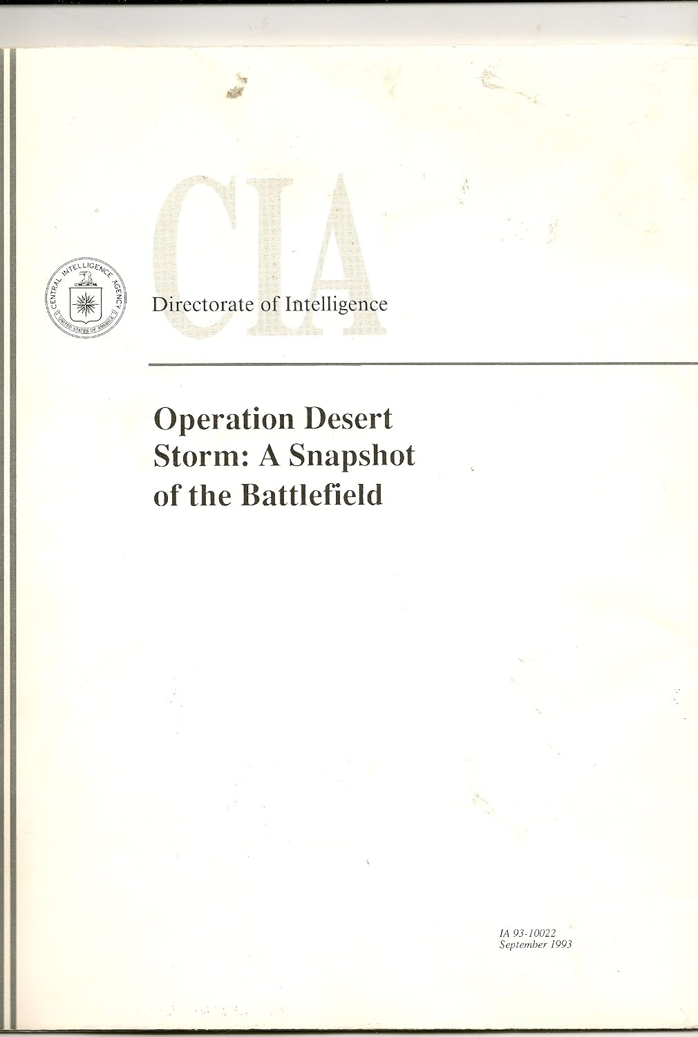 Operation Desert Storm: A Snapshot of the Battlefield (IA 93-10022 ...