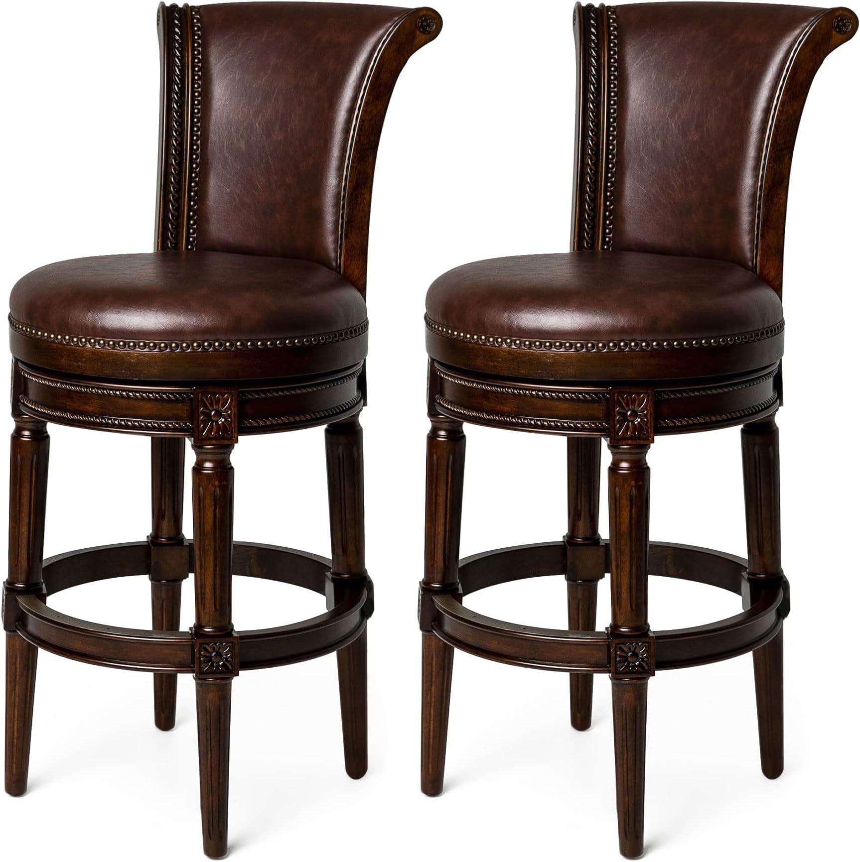 Amazon.com: 55 Downing Street Addison Walnut Wood Swivel Bar Stool ...