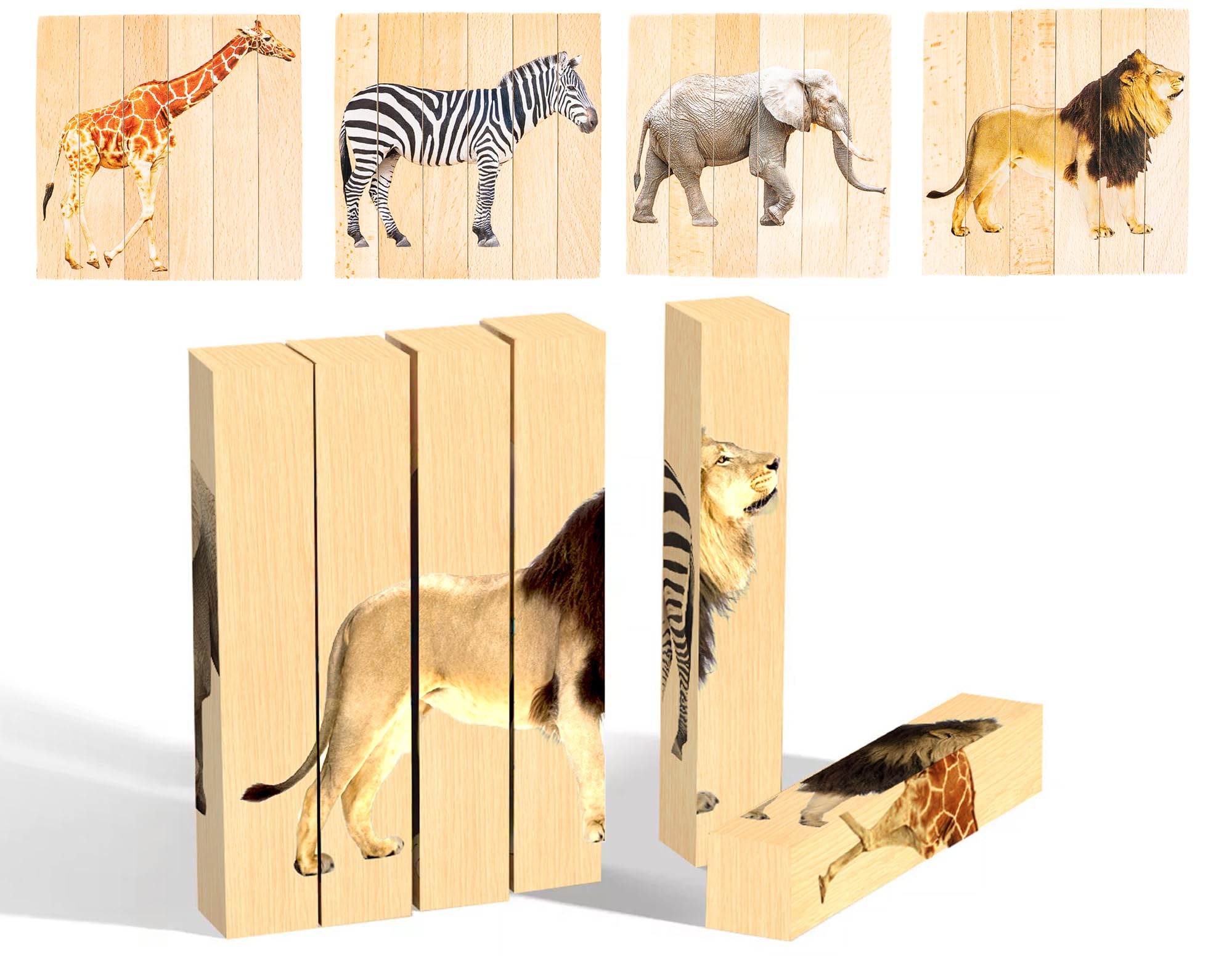 Amazon.com: Wooden Animal Chunky Puzzles for Toddlers 2+ Years ...