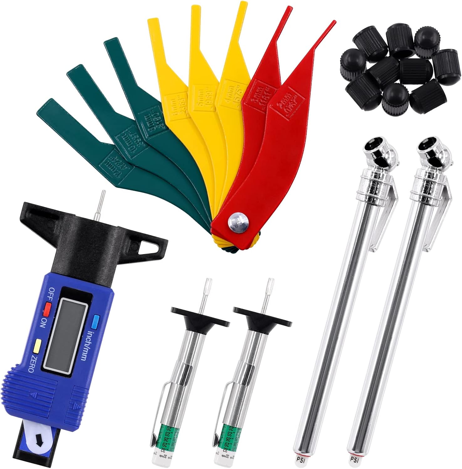 Amazon.com: Tanstic 16Pcs Tire Tread Depth Gauge LCD Digital Tire Tread ...