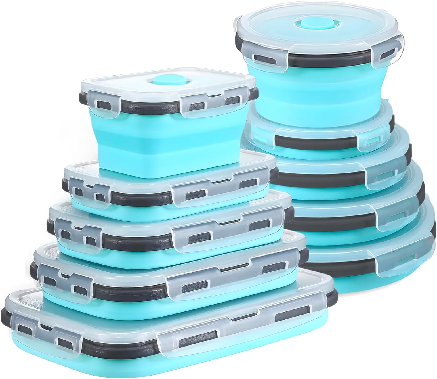 Amazon.com: Collapsible Food Storage Containers with Lids - Silicone ...