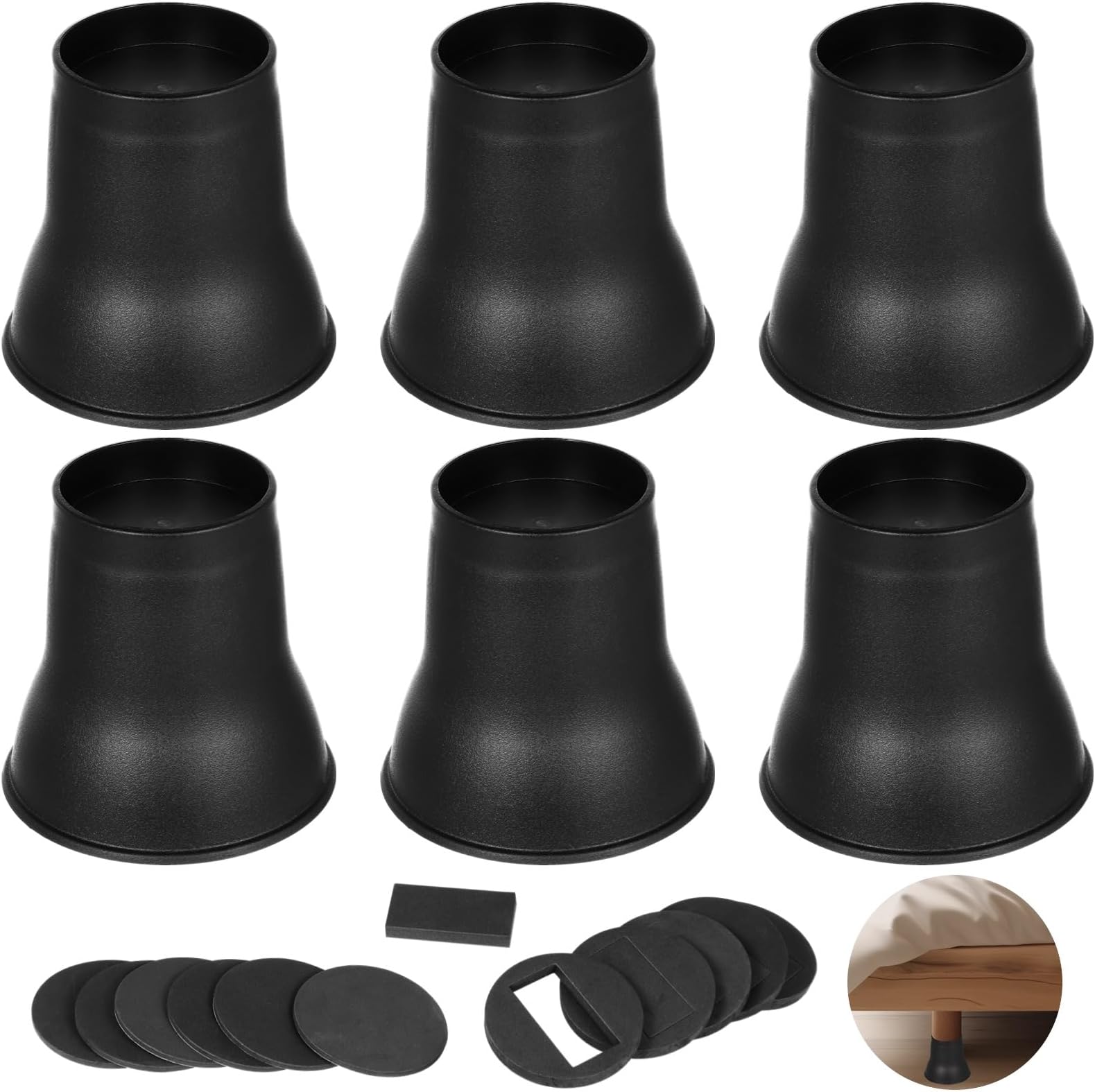 Amazon.com: 6 Pcs Black Round Bed Risers, 6" Heavy Duty Furniture ...