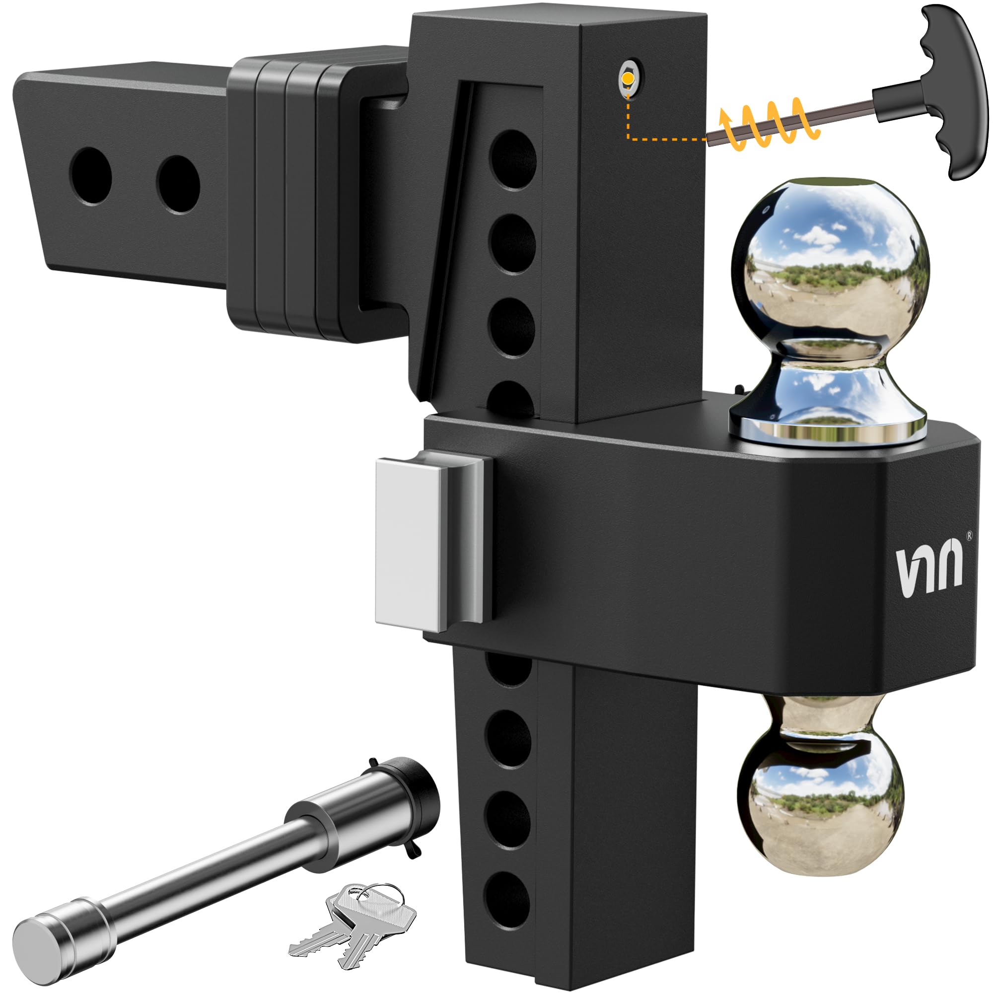 Amazon.com: VNN Adjustable Drop Hitch, Dual-Ball(2'', 2-5/16'') Trailer ...