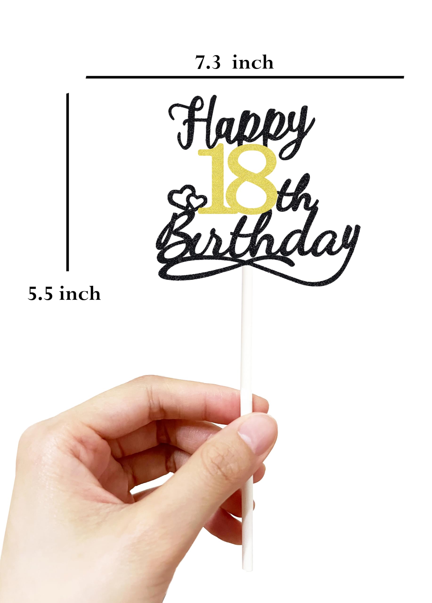Snapklik.com : 18 Birthday Cake Toppers-BLACK GOLD Glitter, Funny 18th ...