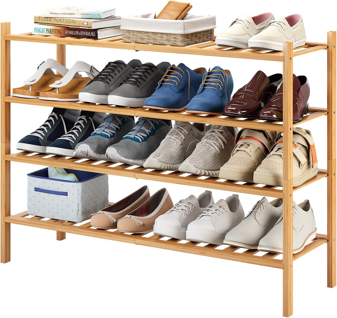 Amazon.com: viewcare Shoe Rack, 4-Tier Long Shoe Rack for Entryway ...