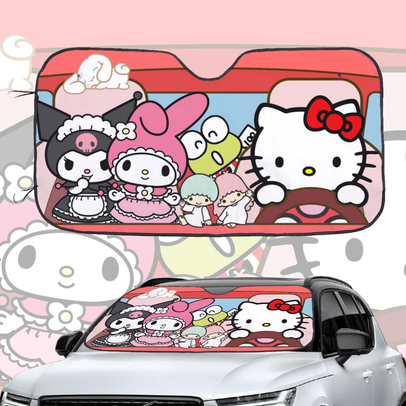Amazon.com: Caktbtal Cute Cartoon Characters Kawaii Windshield Sun ...