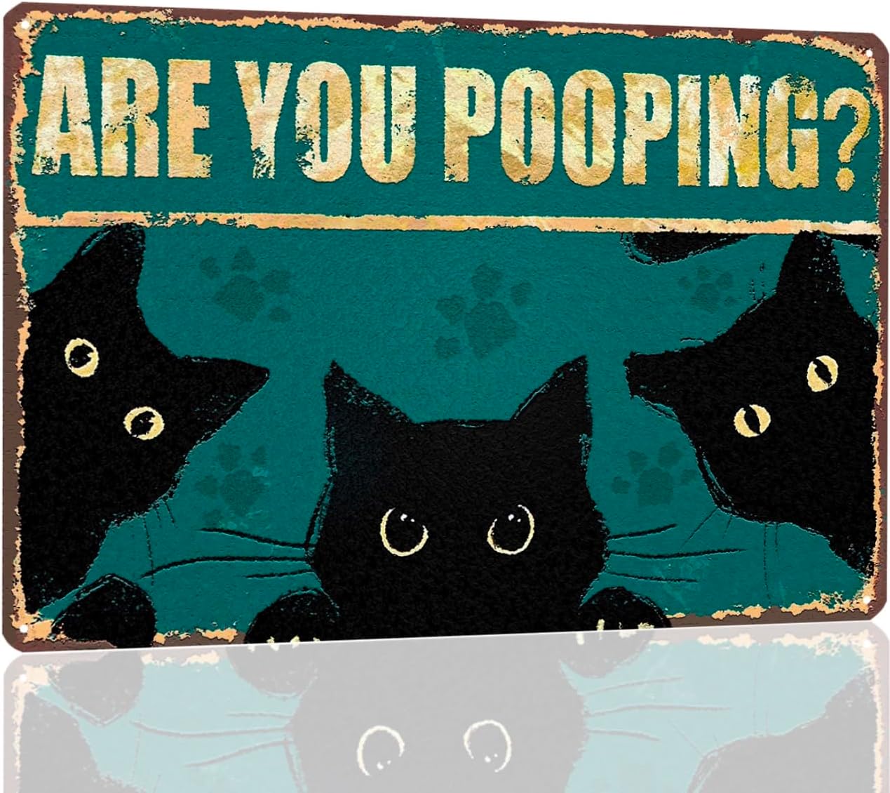 Amazon.com : Funny Black Cat Wall Art - "Are You Pooping?" Vintage ...