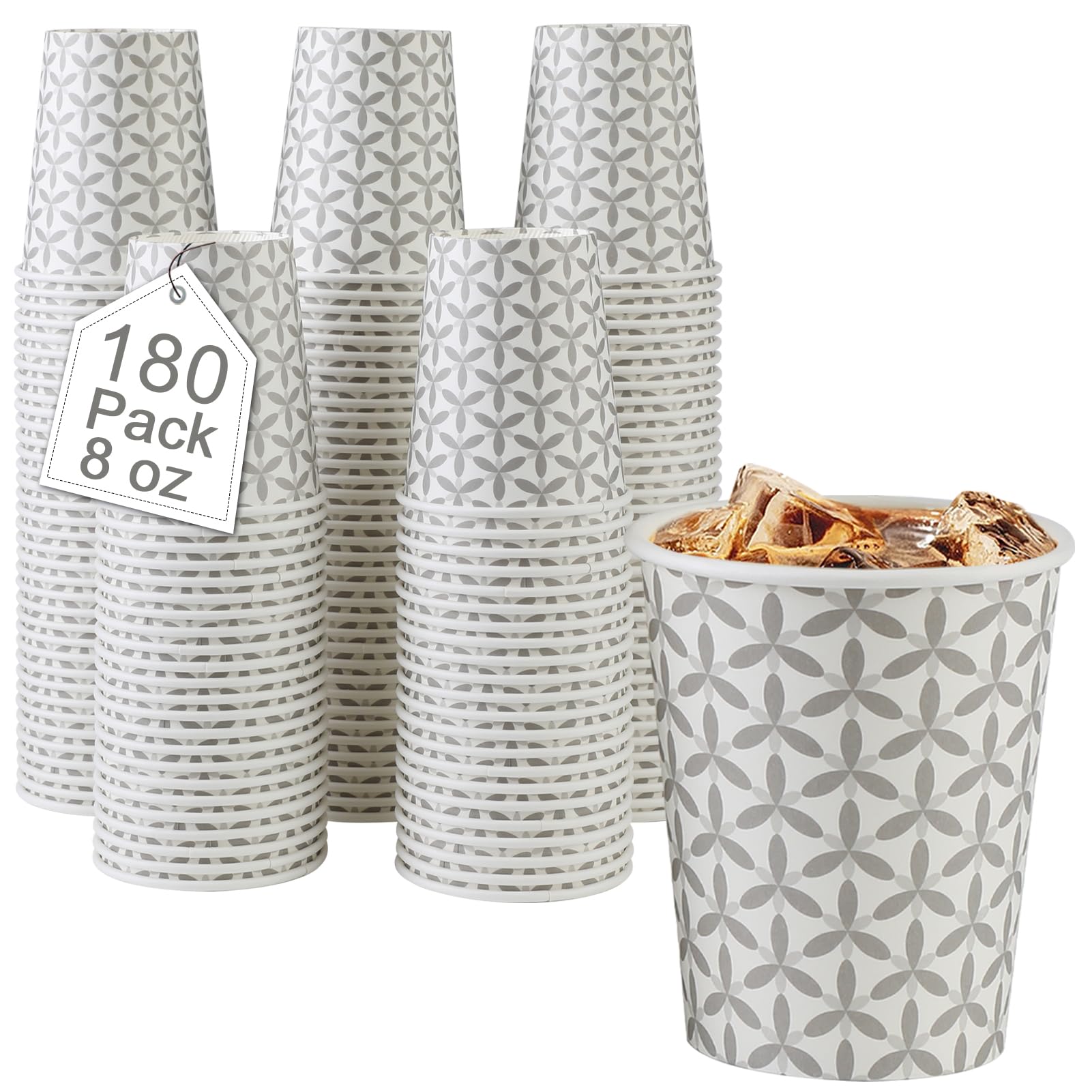 Amazon.com: Lamosi 8OZ 180 Pack Paper Cups, Disposable Coffee Cups for ...