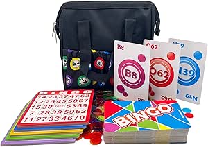 Amazon.com: JUNWRROW Deluxe Bingo Game Set - Includes Black Bingo Bag ...