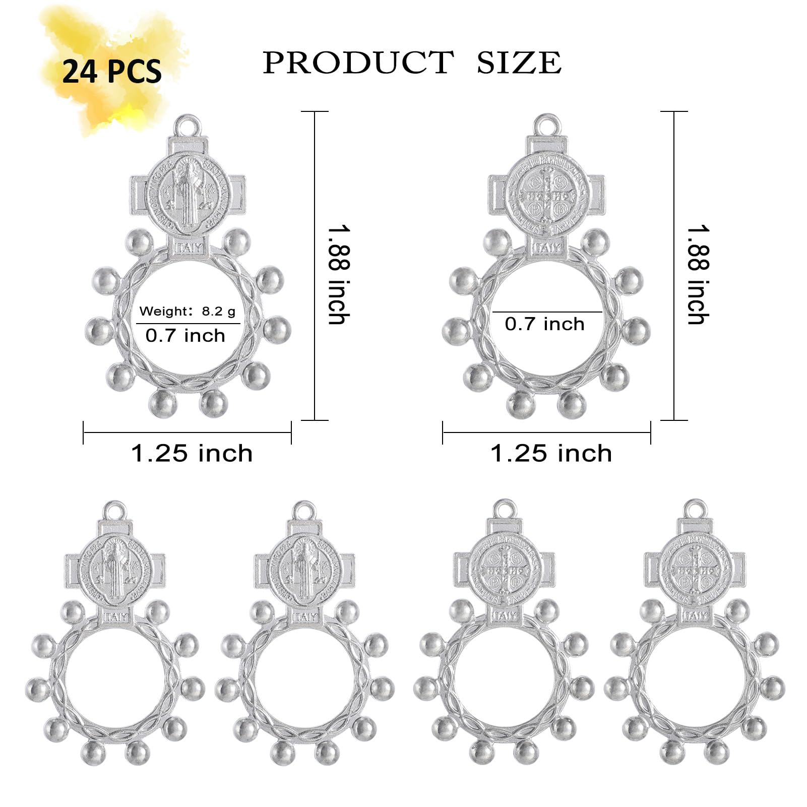 Snapklik.com : KOMI 24 PCS Bulk Catholic Finger Rosary Ring