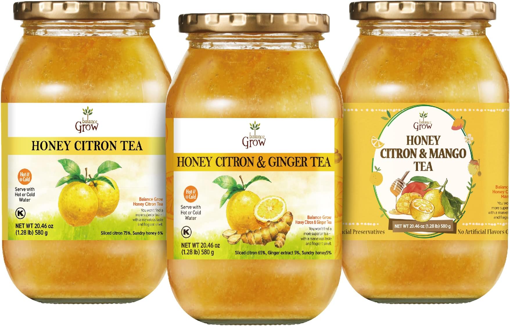 Amazon.com: Balance Grow Honey Citron & Ginger Tea 2.2lb - PACK OF 2