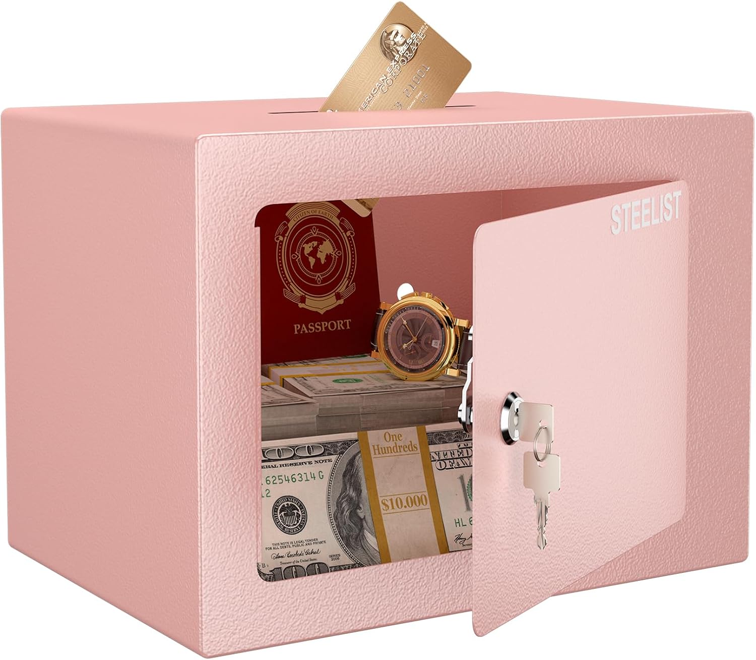 STEELIST Money Safe for Personal items, Small Pink Box for Money, Fire ...