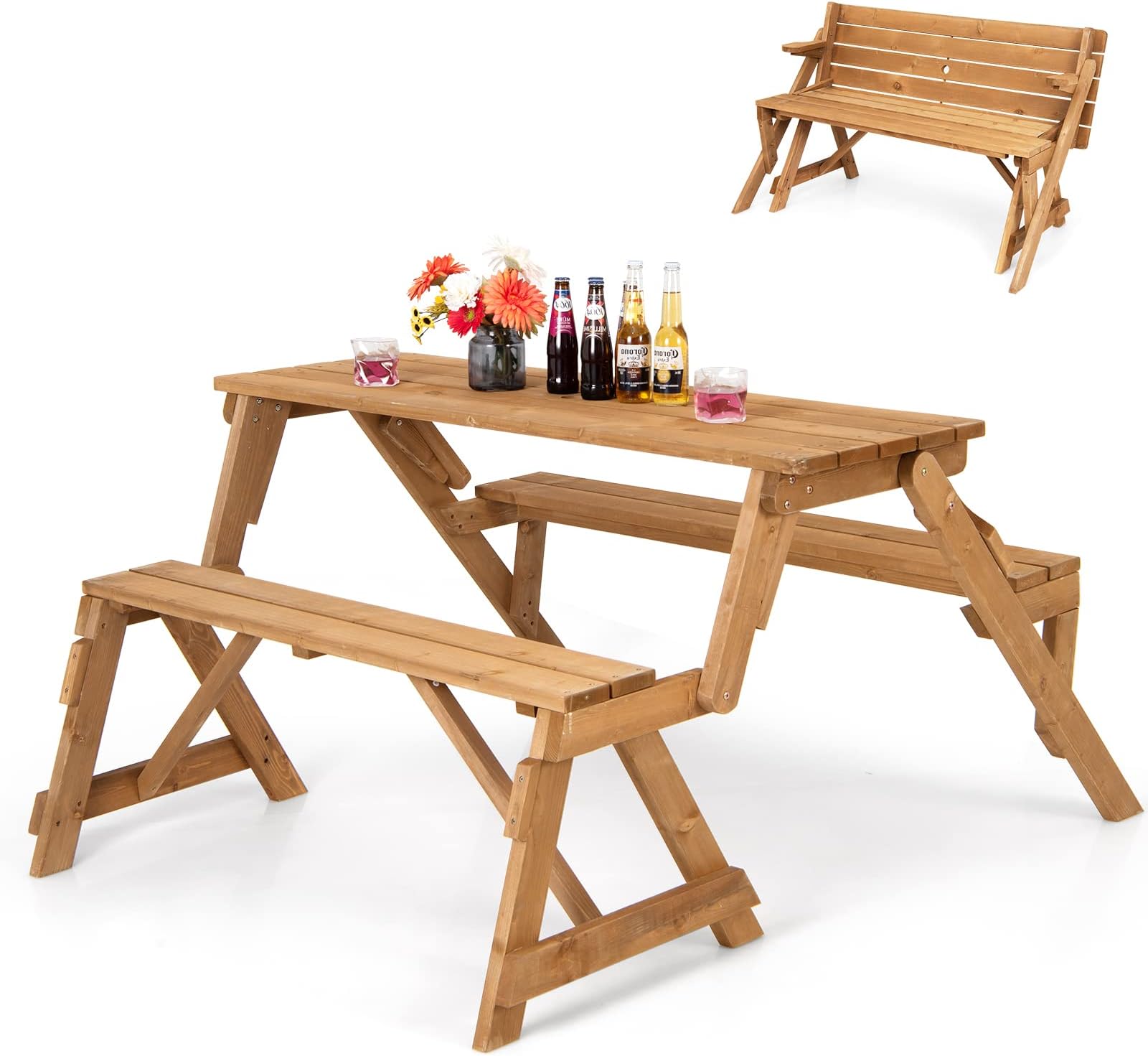 Amazon.com : Leisure Season FPTB7104 Convertible Picnic Table and ...