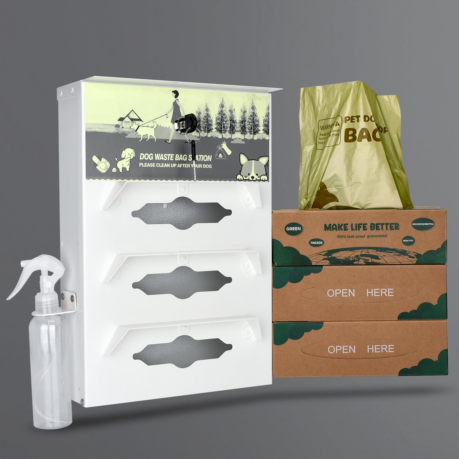 Snapklik.com : DITKOK Dog Poop Bag Dispenser Wall Mount, Outdoor Poop ...