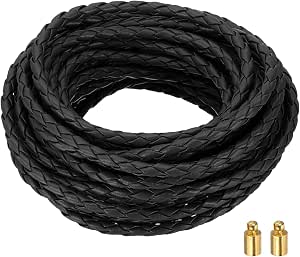 Amazon.com: uxcell Braided Leather Cords, 6.6 Yard Round Leather Strap ...