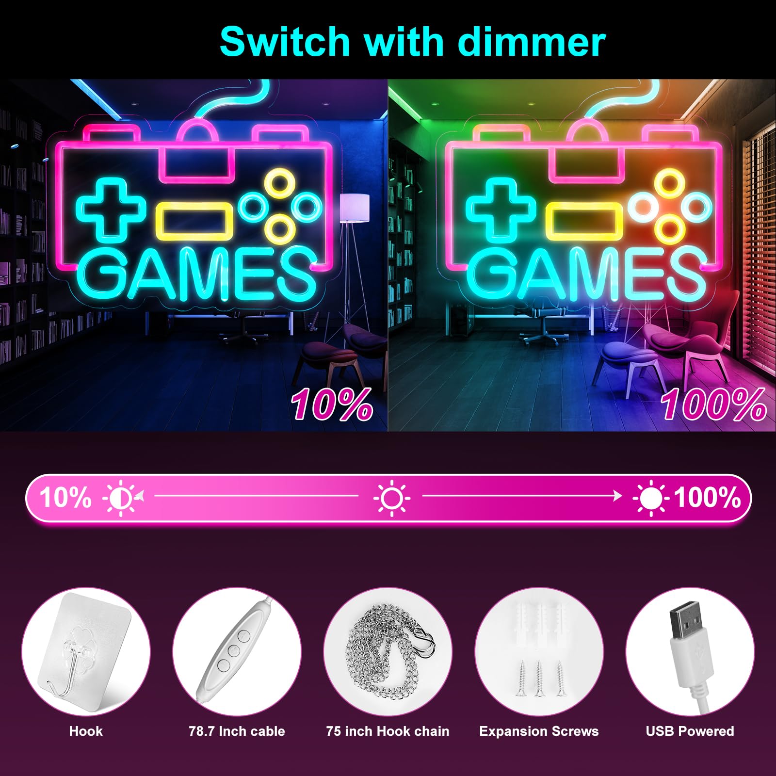Snapklik.com : Gamer Neon Sign, LED Neon Sign For Gamer Room Decor ...