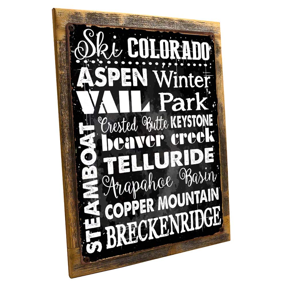 Amazon.com: OMSC Wood-Framed Ski Colorado Metal Sign, Sport, Winter ...