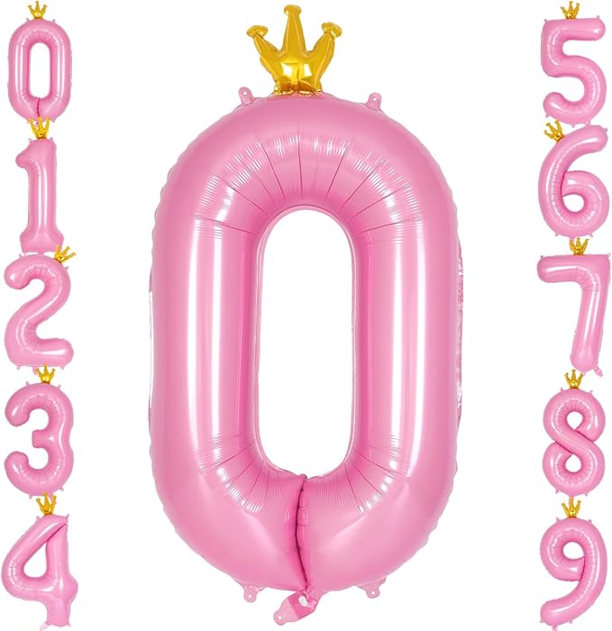 Amazon.com: Crown Pink Number 0 Balloon 40 Inch, Big Large Foil Helium ...