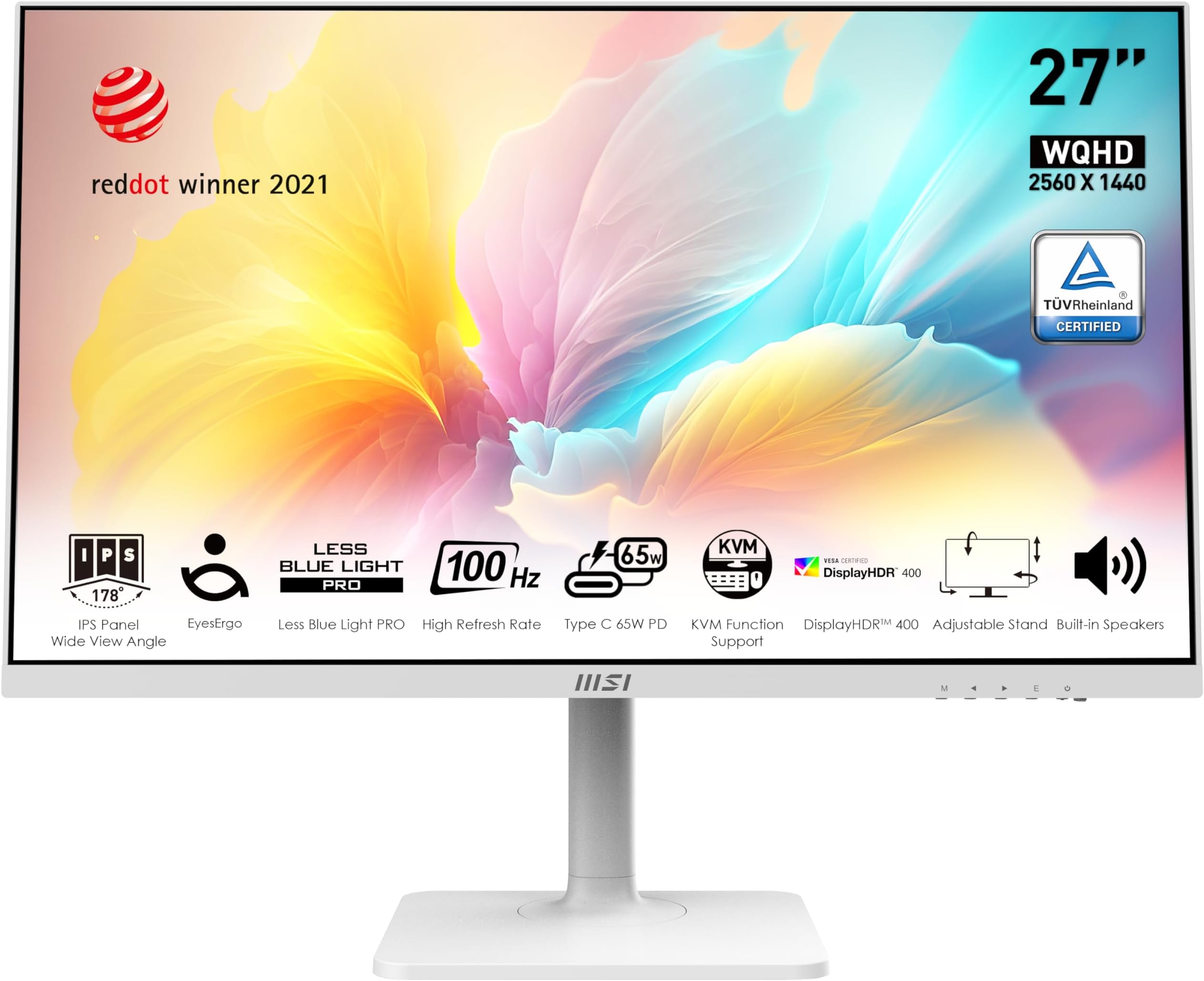 MSI PRO MP275Q 27 Inch WQHD Office Monitor - 2560 x 1440 IPS Panel, 100 ...