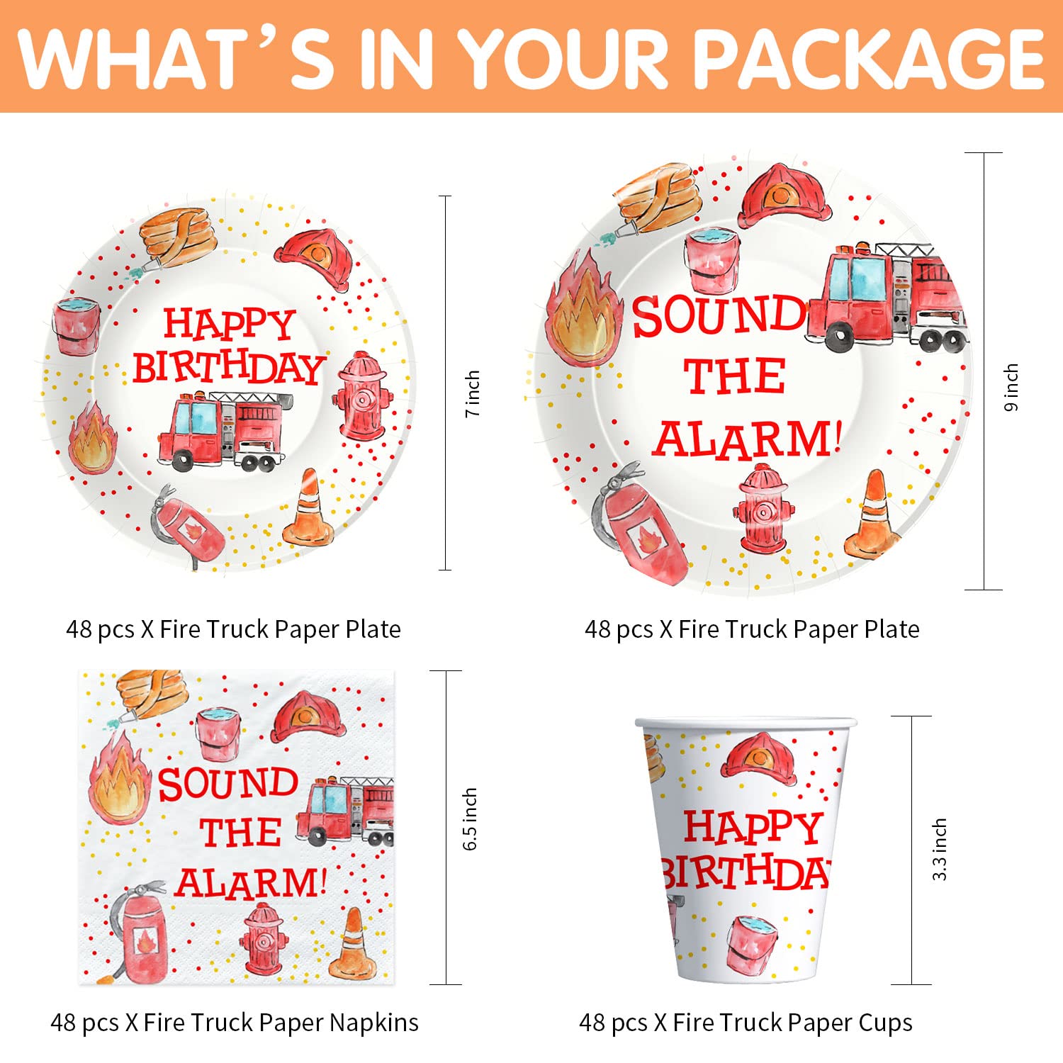 Snapklik.com : HIPVVILD Fire Truck Birthday Party Supplies - Firetruck ...