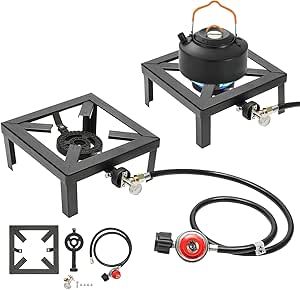Amazon.com: LYNICESHOP Portable Single Burner Outdoor Gas Stove, 8000W Propane Cooker with ...