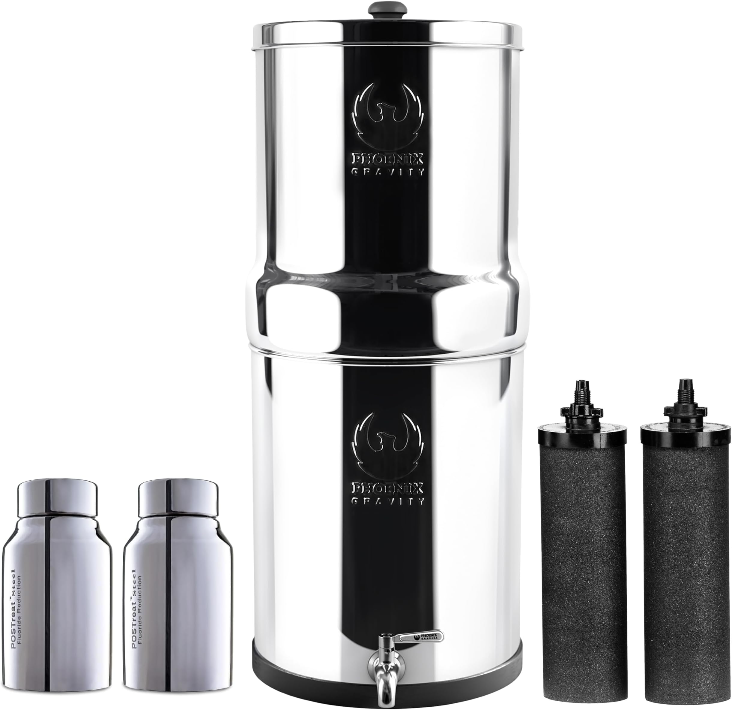 Phoenix Gravity 6L Gravity Fed Stainless Steel Water Filter with 2 ...