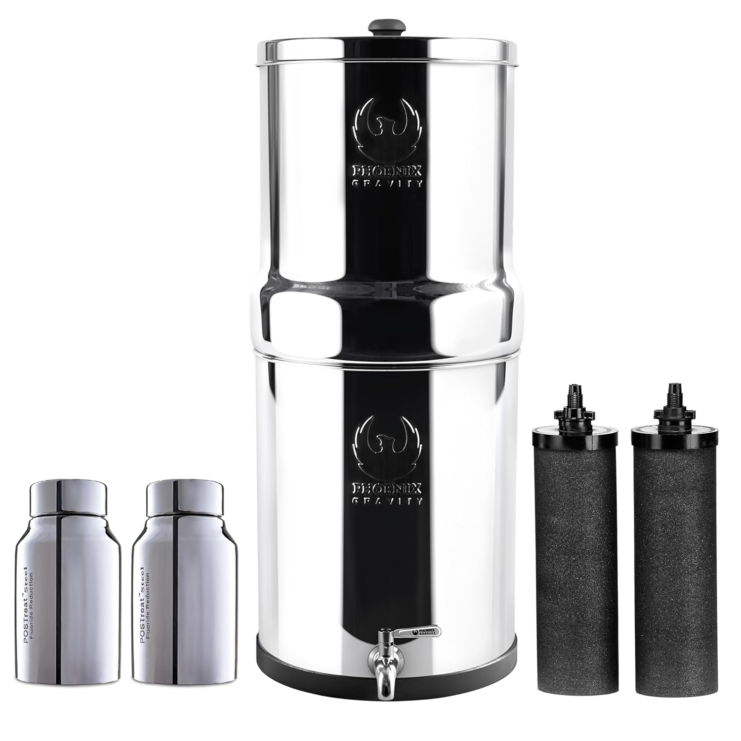 Phoenix Gravity 6L Gravity Fed Stainless Steel Water Filter with 2 ...