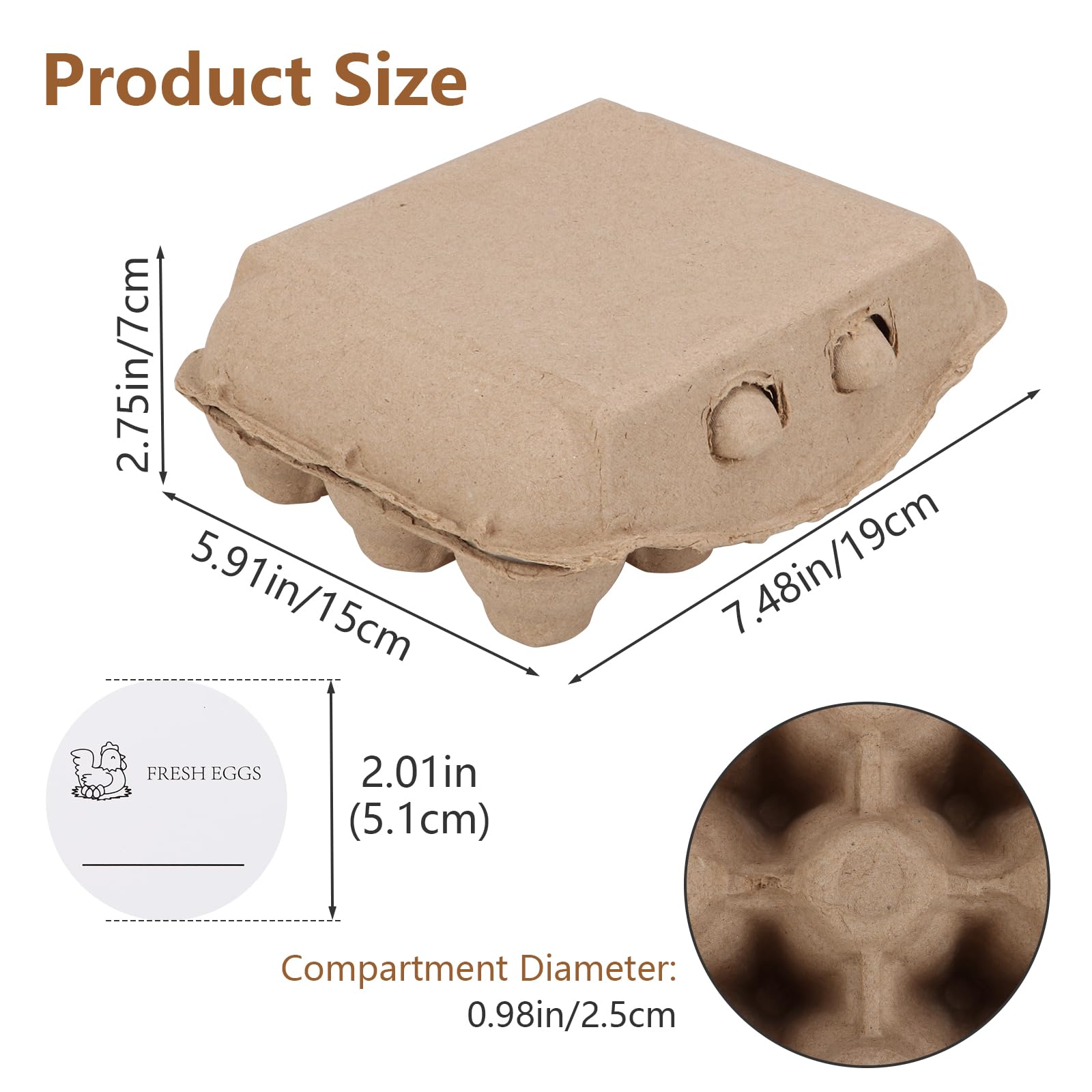 Snapklik.com : 30 Pack Vintage Egg Cartons - Natural Pulp