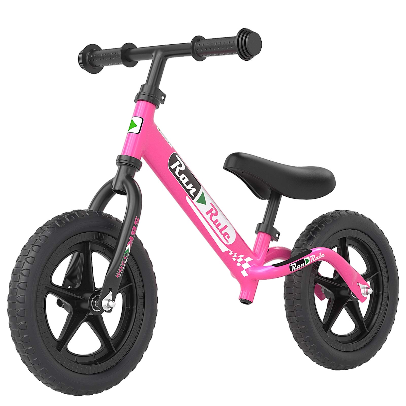 Ranrule Pink Balance Bike for Girls, No Pedal Bicycle for Kids, 12in Training Bike for 18-48 ...