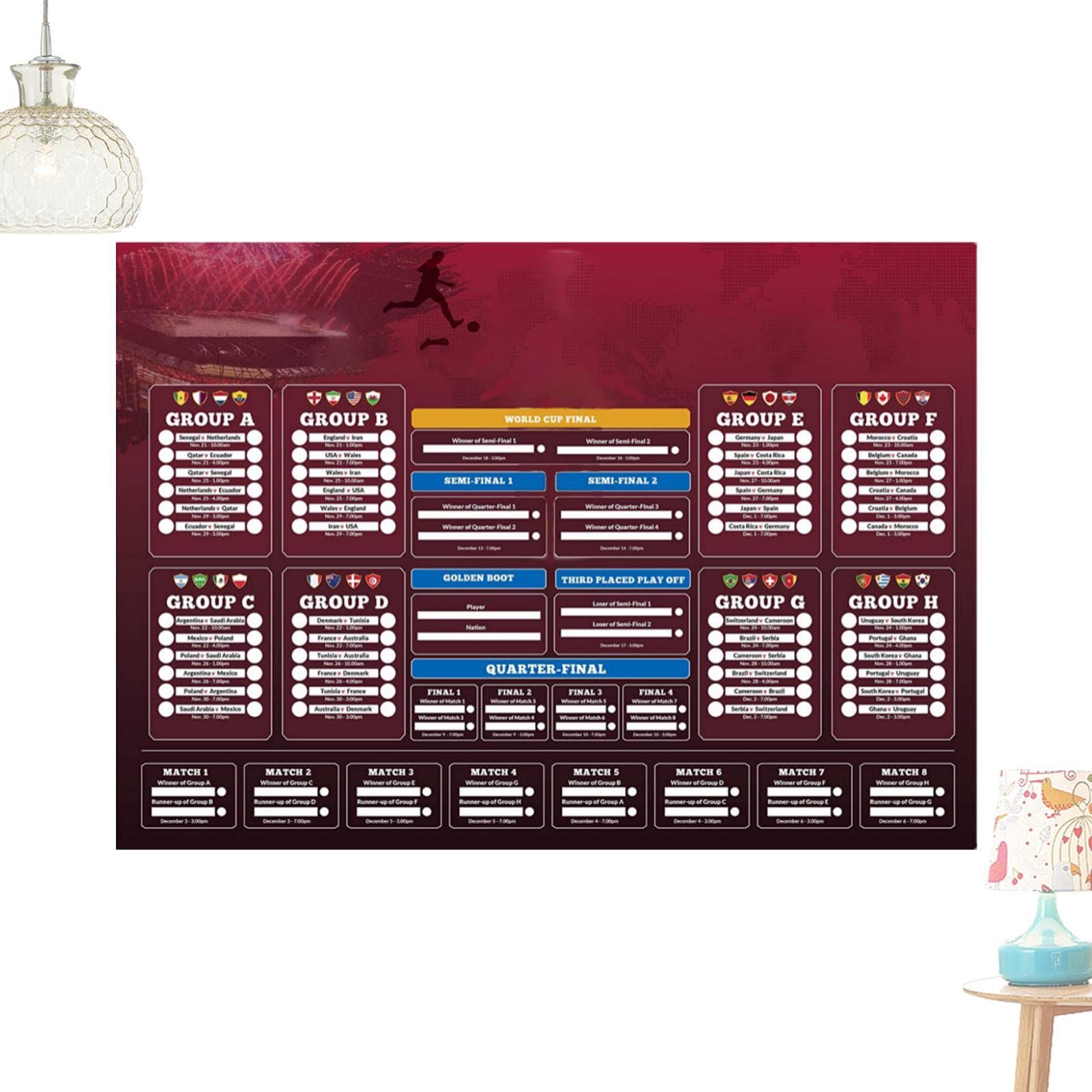 Buy Hods World Soccer Cup Wall chart 2022 - Football Events Schedule ...