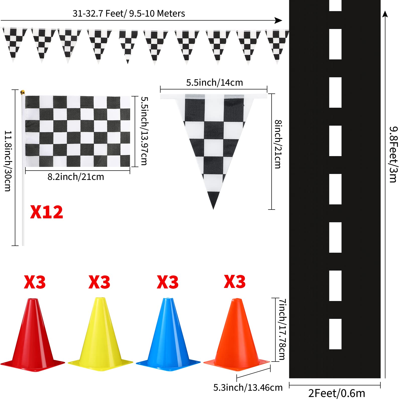 Snapklik.com : Skylety Traffic Cones And Racing Checkered Flags Set ...