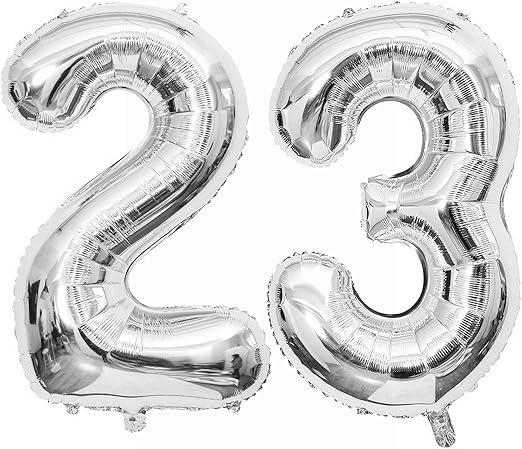 Amazon.com: Silver 23 Number Balloons, 40 Inch Giant Number 23 Balloons ...