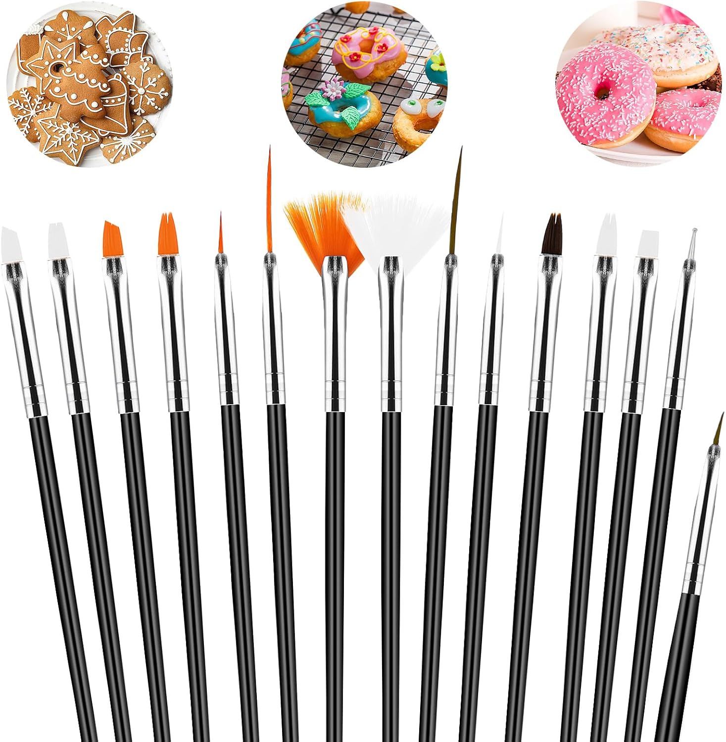 Amazon.com: Aster 15Pcs Cake Decorating Brushes, Cake Painting Brushes ...