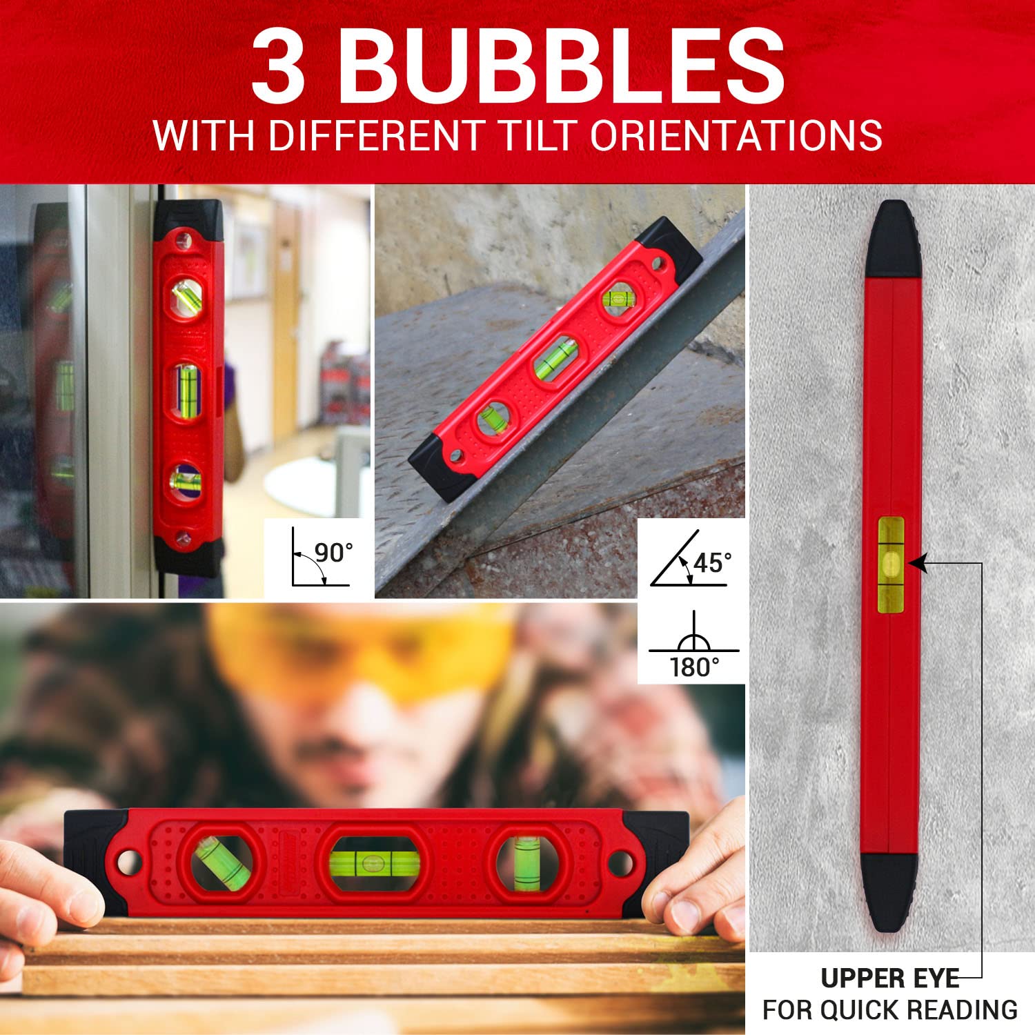 Snapklik.com : PROMAKER Torpedo Level, 9 Inch Magnetic Level