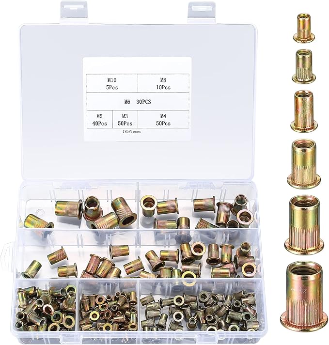 185 Stück Ziehen Einnietmuttern Sortiment Set, Blindnietmuttern, M3 M4 ...