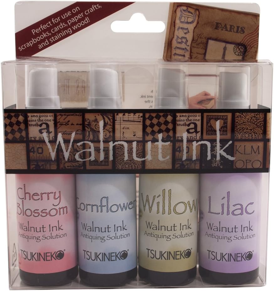 Amazon.com: Tsukineko Tuskineko Walnut Ink Sampler II, Cherry Blossom ...